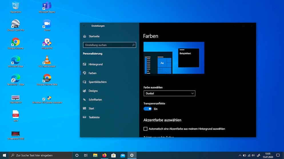 So den Dunkelmodus bei Windows 10 einrichten