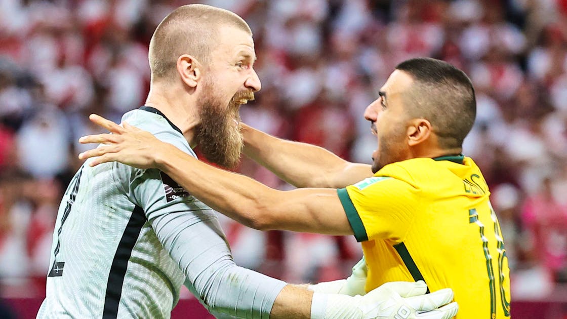 Wild gestures in the penalty thriller. Substitute Australia goalie ...