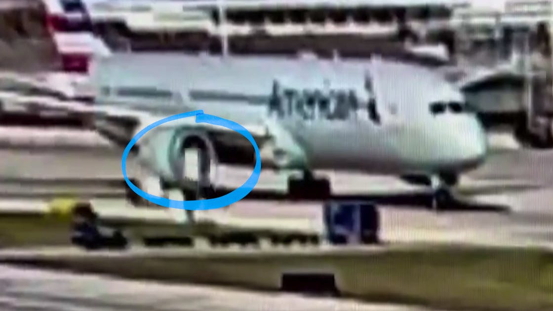 Immediately after landing: Container is sucked into jet engine and ...