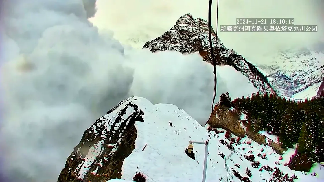 Spectacular shots: Massive snow avalanche rolls over an entire mountain ...