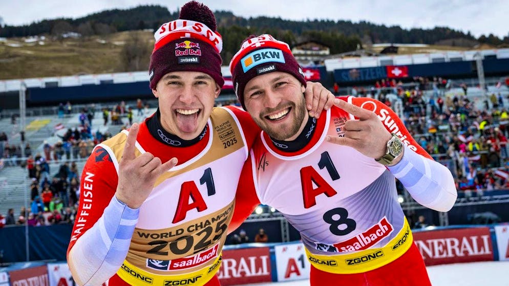 World Ski Championships: World champion von Allmen and bronze winner Monney announce mega party ...