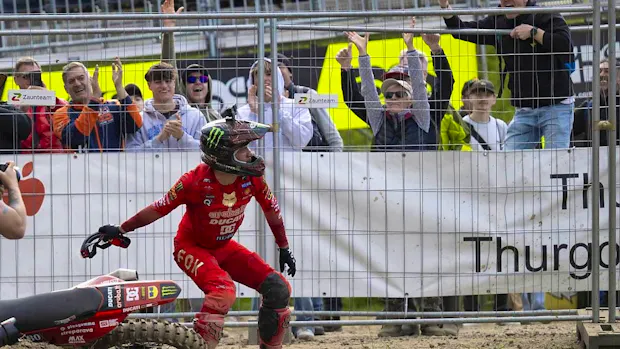 Motocross rider Jeremy Seewer on the podium for the first time with ...