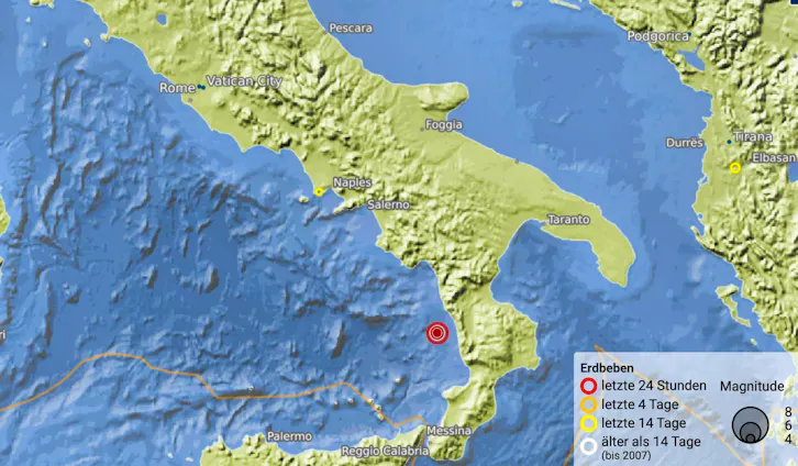 Magnitude 6.2: Strong earthquake off southern Italy at great depth ...