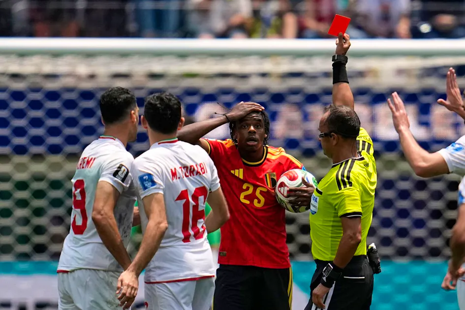 Ngoy is sent off for a last-ditch tackle: Belgium Battles to a Draw ...